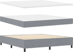 Postel s boxspringem s čelo Světle šedá 180 x 200 cm textil 3340641