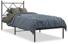 Kovový rám postele s čelem černý 80 x 200 cm