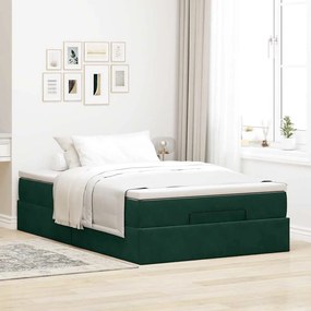Osmanský rám postele s matrací tmavě zelená 120x200cm samet 3311180