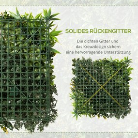 Outsunny umělá rostlinná stěna 12 kusů UV ochrana zástěna 50x50 cm vícelistý design pro zahradu balkon terasu | Aosom.de