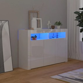 Příborník Liado s LED osvětlením - 115,5x30x75 cm | bílý vysoký lesk