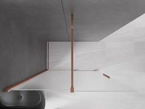 Mexen Velar, sprchová zástěna s posuvnými dveřmi Walk-in 130 x 200 cm, 8mm sklo námraza, růžové zlato, 871-130-000-33-60