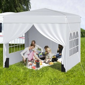 Costway Pavilon Výsuvný skládací altán s 4 Odnímatelné boční stěny 3 oddíl