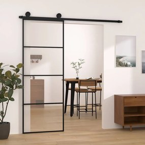 Posuvné dveře s kováním 76x205 cm ESG sklo a hliník 3152146