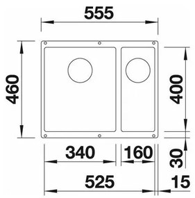 Blanco Subline 340/160 U inFino Granitový dřez s vaničkou bez odkapu, 55,5x46cm, černá, spodní montáž, 525986