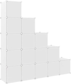 Dětská modulární skříň s 15 úložnými boxy bílá PP 340575