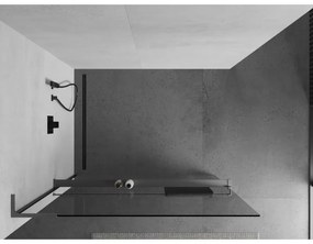Mexen Kioto+ L, sprchová zástěna Walk-In s poličkou a věšákem 50 x 200 cm, 8mm čiré sklo, grafitový profil, 800-050-123-95-00