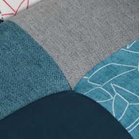 Relaxační křeslo ušák s podnožkou LYRO - modrá patchwork látka