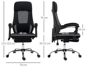 Kancelářská židle Vinsetto s masážní funkcí USB rozhraní včetně podnožky nastavitelné opěradlo do 120 kg Černá 60x57x115-123 cm | Aosom.de