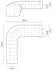 Antracitová sametová modulární rohová pohovka Lupine – Micadoni