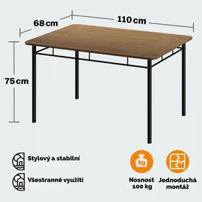 Jídelní souprava LEO, 5-dílná, černá/hnědá Casaria