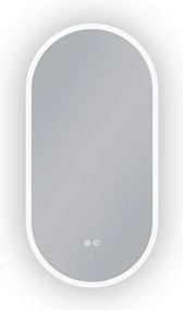 Erga Demi, oválné LED zrcadlo 50x100cm, 3 barvy světla, přední osvětlení, topná podložka proti zapaření, ERG-V01-DEMI-5010-CL