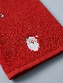 Sinsay - Bavlněný ručník s vánoční výšivkou - červená