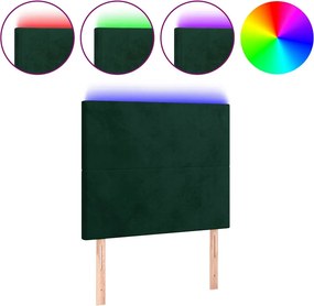 Čelo postele s LED tmavě zelená 100x5x118/128 cm samet 3122189