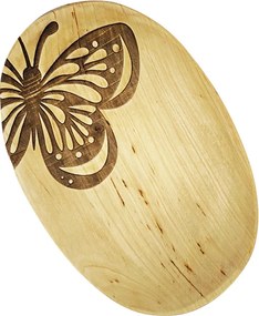 AMADEA Dřevěný servírovací podnos motýl, masivní dřevo, 22 cm