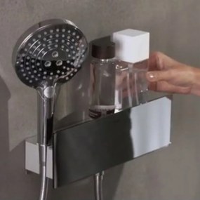 Hansgrohe FixFit, přípojka hadice Porter 300 se sprchovým držákem a poličkou, chromová, HAN-26456000