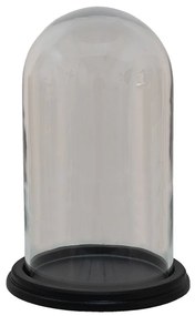 Černý dřevěný kulatý podnos se skleněným poklopem Rie - Ø 20*28 cm