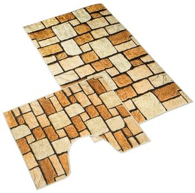 Bellatex koupelnové předložky 3D tisk sada 60x100, 60x50 cm Dlažba kamenná