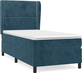 Box spring postel s matrací tmavě modrá 100x200 cm samet 3129139
