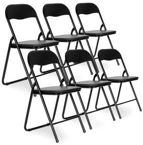modernHOME Sada 6 skládacích zahradních cateringových židlí, černá ekokůže PJJBS0024-06