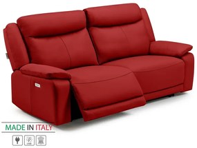 Kožená pohovka CONTINENTAL s elektrickou funkcí relax 3P, elektrické, červená (rosso 304)