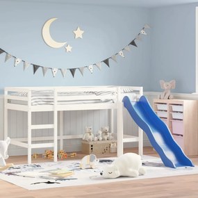 Dětská patrová postel se skluzavkou bílá 90x200 cm borové dřevo