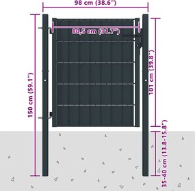 Plotová branka PVC a ocel 100 x 100 cm antracitová 145233