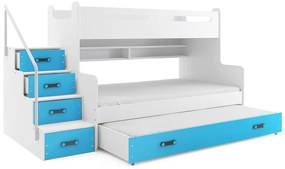 Poschoďová postel Max pro 3 děti - modrá