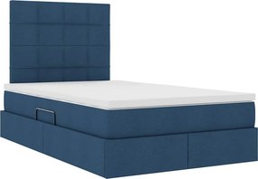 Postel s úložným prostorem a matrací Modrá 120 x 200 cm textil 3371777