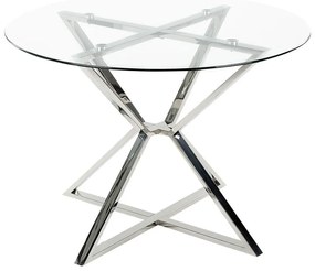 Kulatý jídelní stůl se skleněnou deskou ø 105 cm stříbrný BOSCO Beliani