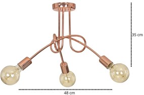 Stropní svítidlo Edison 3, měděné tělo svítidla