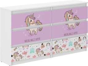 Wooden Toys Dětská komoda R-140 RŮŽOVÝ JEDNOROŽEC