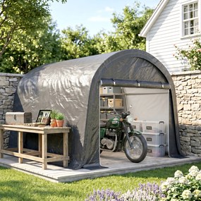 Fóliový přístřešek Outsunny 3x3m s UV ochranou, vodoodpudivý, ocelový, PE, šedý, se dvěma roletami| Aosom