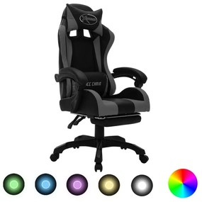 Petromila Herní židle s RGB LED podsvícením šedo-černá umělá kůže