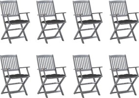 vidaXL Skládací zahradní židle s poduškami 8 ks masivní akácie [3078281] Barva: antracitová
