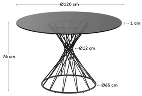 Jídelní stůl tuni ø 120 cm černý průhledný MUZZA