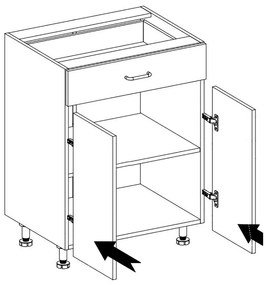 PROVENCE k | dolní skříňka D60S1 s policí a zásuvkou | 60 cm | SOKL v CENĚ | bílá/borovice andersen