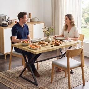 HOMCOM jídelní stůl pro 2 osoby, kuchyňský stůl, moderní styl s tlustou stolní deskou, 110 x 67 x 75,5 cm, černá a dub