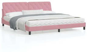 Rám postele s LED osvětlením růžový 200 x 200 cm samet