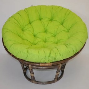 Ratanový papasan tmavý, průměr 115 cm - polstr světle zelený melír