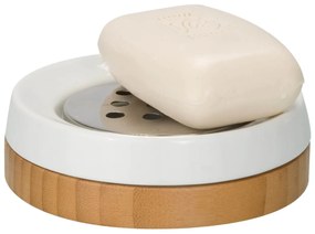 WENKO Miska na mýdlo BAMBOO bílá-béžová 4x12x12 cm