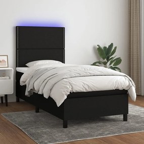 vidaXL Box spring postel s matrací a LED černá 80 x 200 cm textil