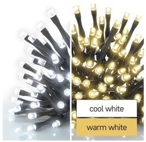 LED vánoční řetěz 2v1 Multi s programy 10 m teplá bílá/studená bílá