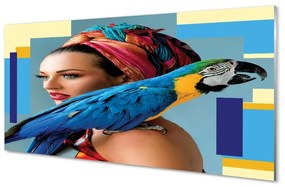 Obraz na skle Papoušek na rameni 100x50 cm