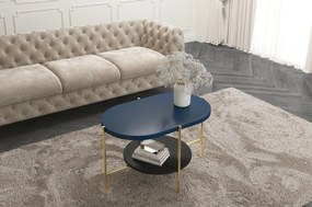 Dancan Konferenční stolek oválný GLADYS, modrý / zlatý