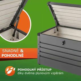 Kovový úložný box METALBOX, 385L, 120×62×63 cm, antracitová Gardebruk