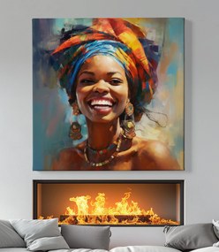Obraz na plátně - Smějící se africká žena FeelHappy.cz Velikost obrazu: 100 x 100 cm