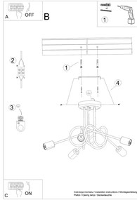 Stropní svítidlo Loop 5, černé tělo svítidla
