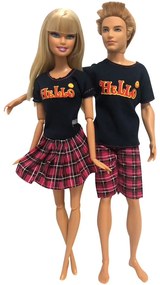 Párové oblečení pro Kena a Barbie Motiv: Černo-růžová, Hello