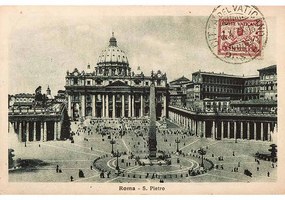 Cedule  Řím známka 1933 Náměstí sv. Petra